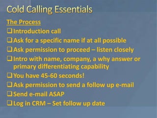 Cold calling essentials chl | PPT