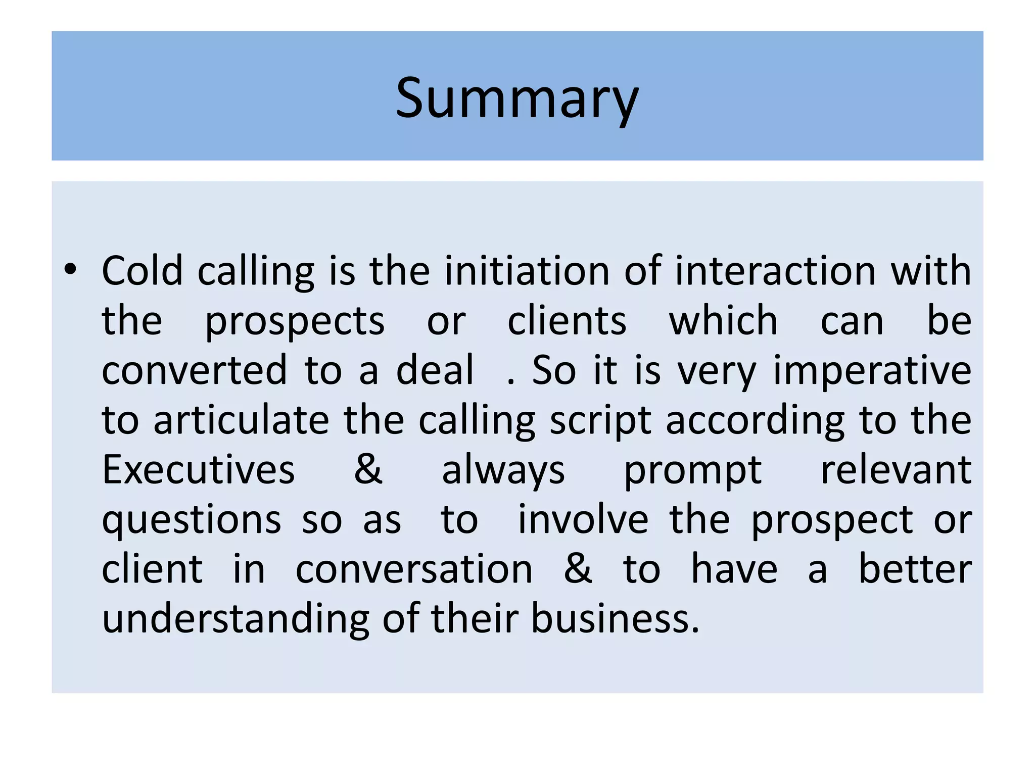 Cold calling training tips | PPTX