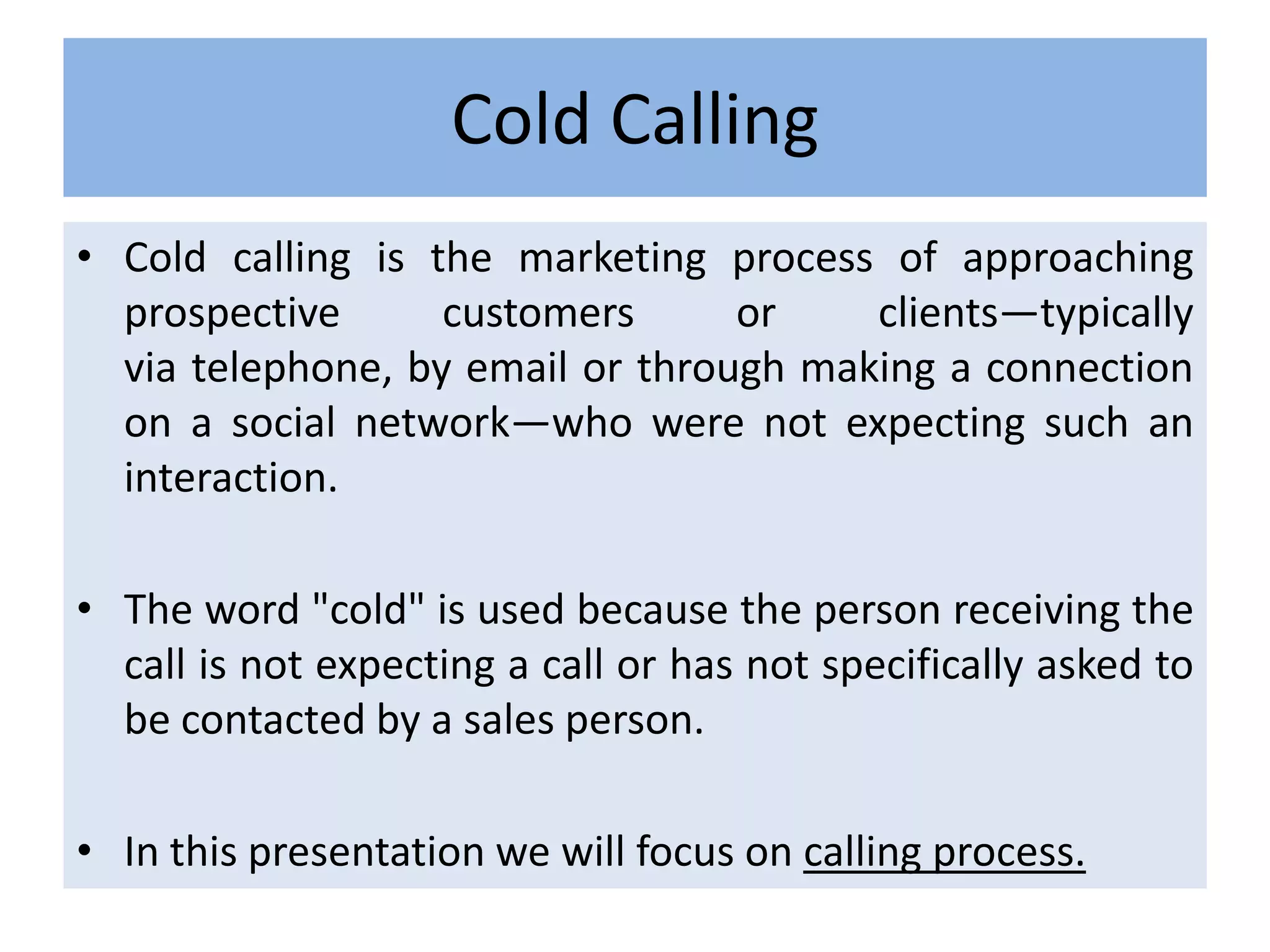 Cold calling training tips | PPTX