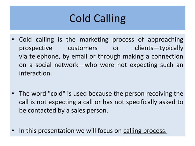 Cold calling training tips | PPTX