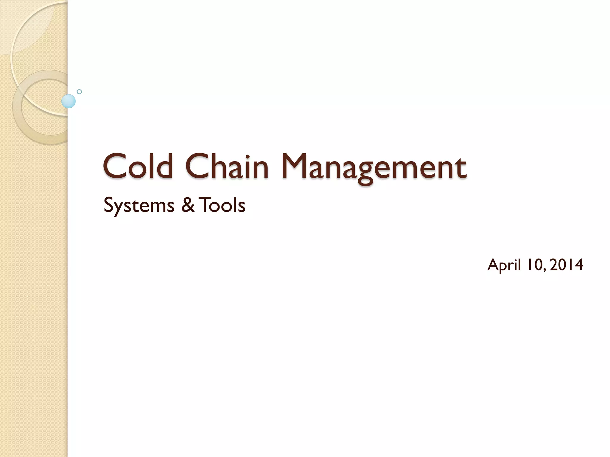 Cold Chain Management | PDF