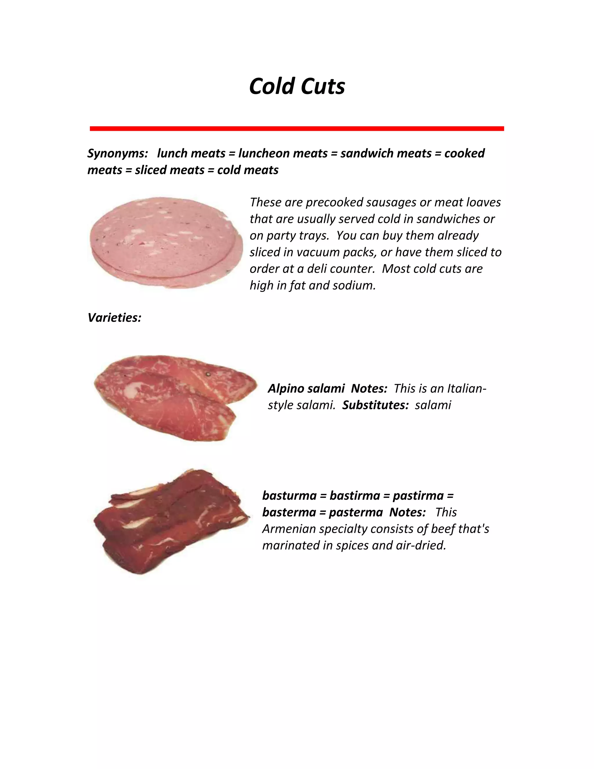 Cold cuts | PDF