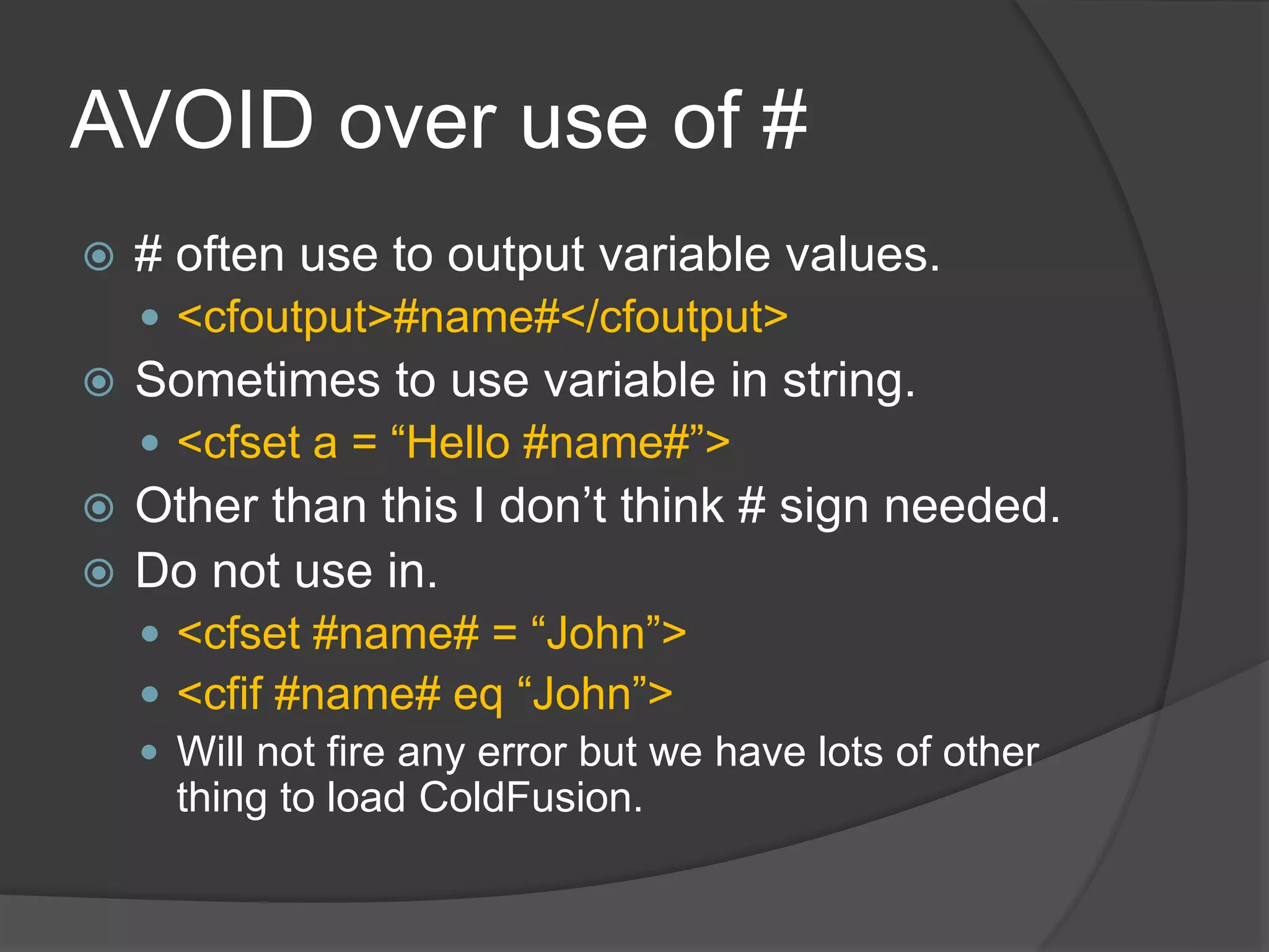 Cold fusion best practice | PPTX