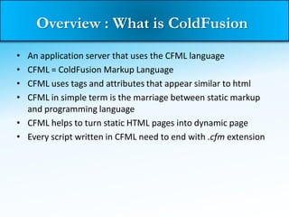 Language Basics | Coldfusion primer | Chap-1 | PPT