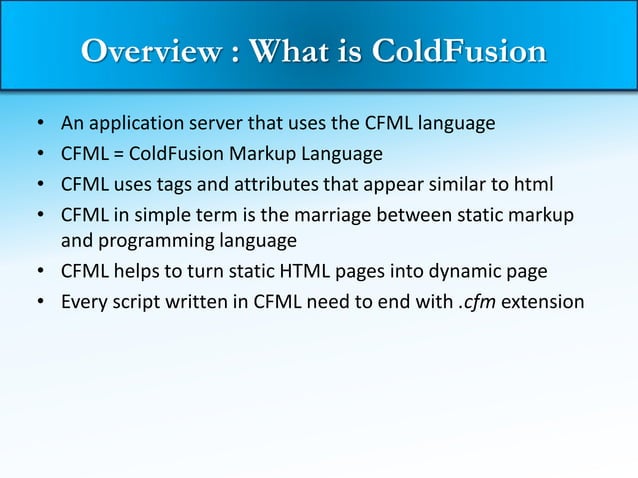 Language Basics | Coldfusion primer | Chap-1 | PPT