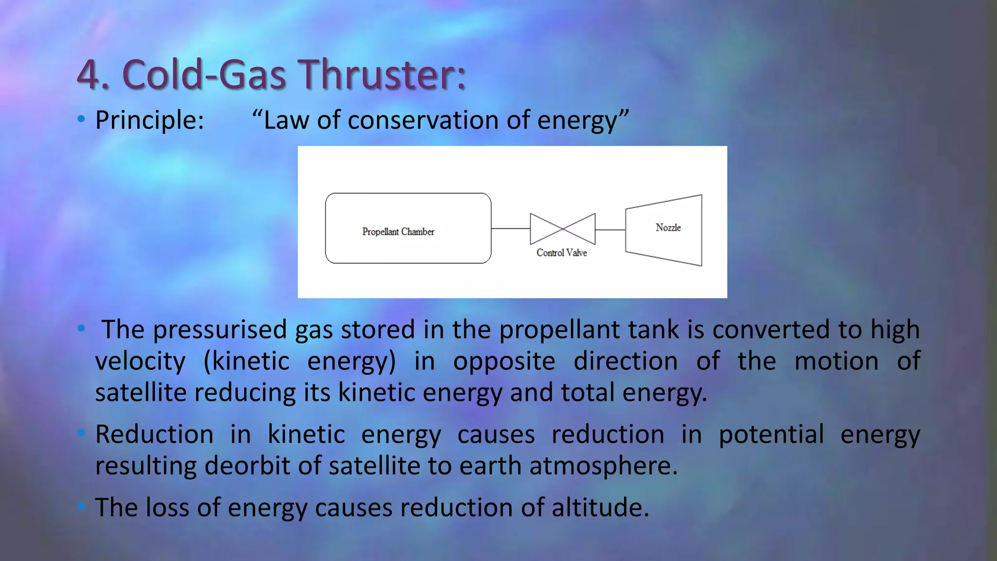 Cold gas thruster to de orbit nano satellite | PPTX
