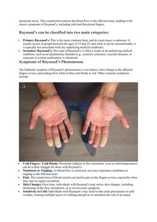 Cold Hands? It could be Raynaud’s Phenomenon | PDF