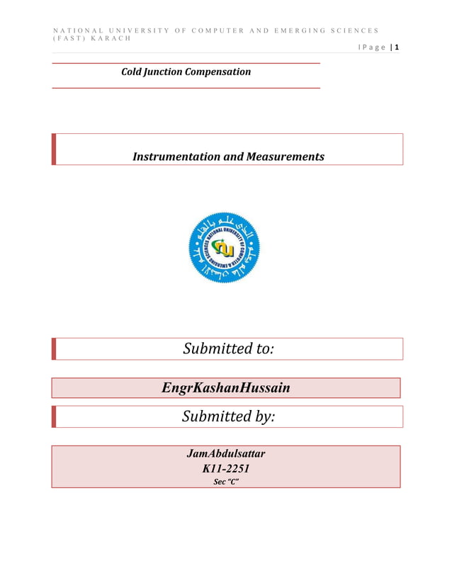 Cold junction compensation | DOCX | Chemistry | Science