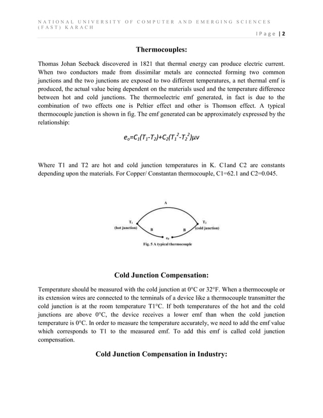 Cold junction compensation | DOCX | Chemistry | Science