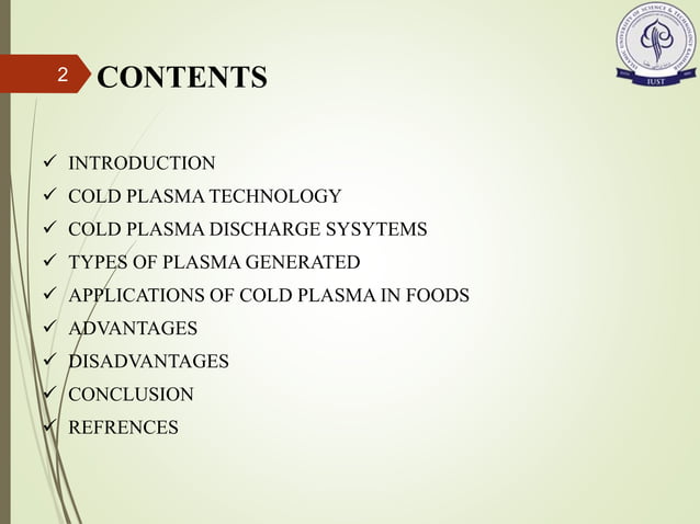 Cold plasma technology in food processing | PPTX | Physics | Science
