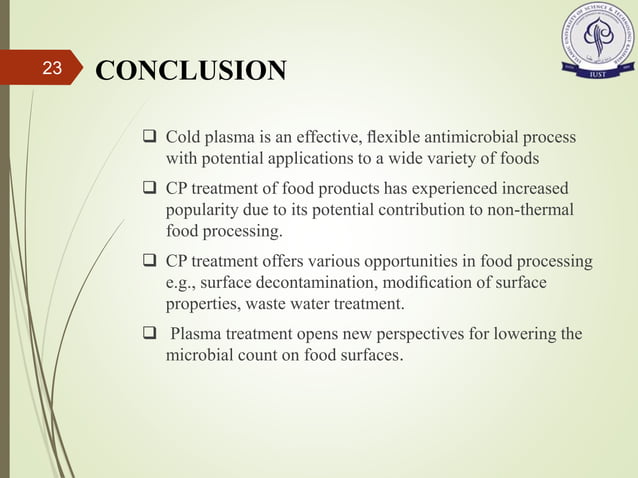 Cold plasma technology in food processing | PPTX | Physics | Science