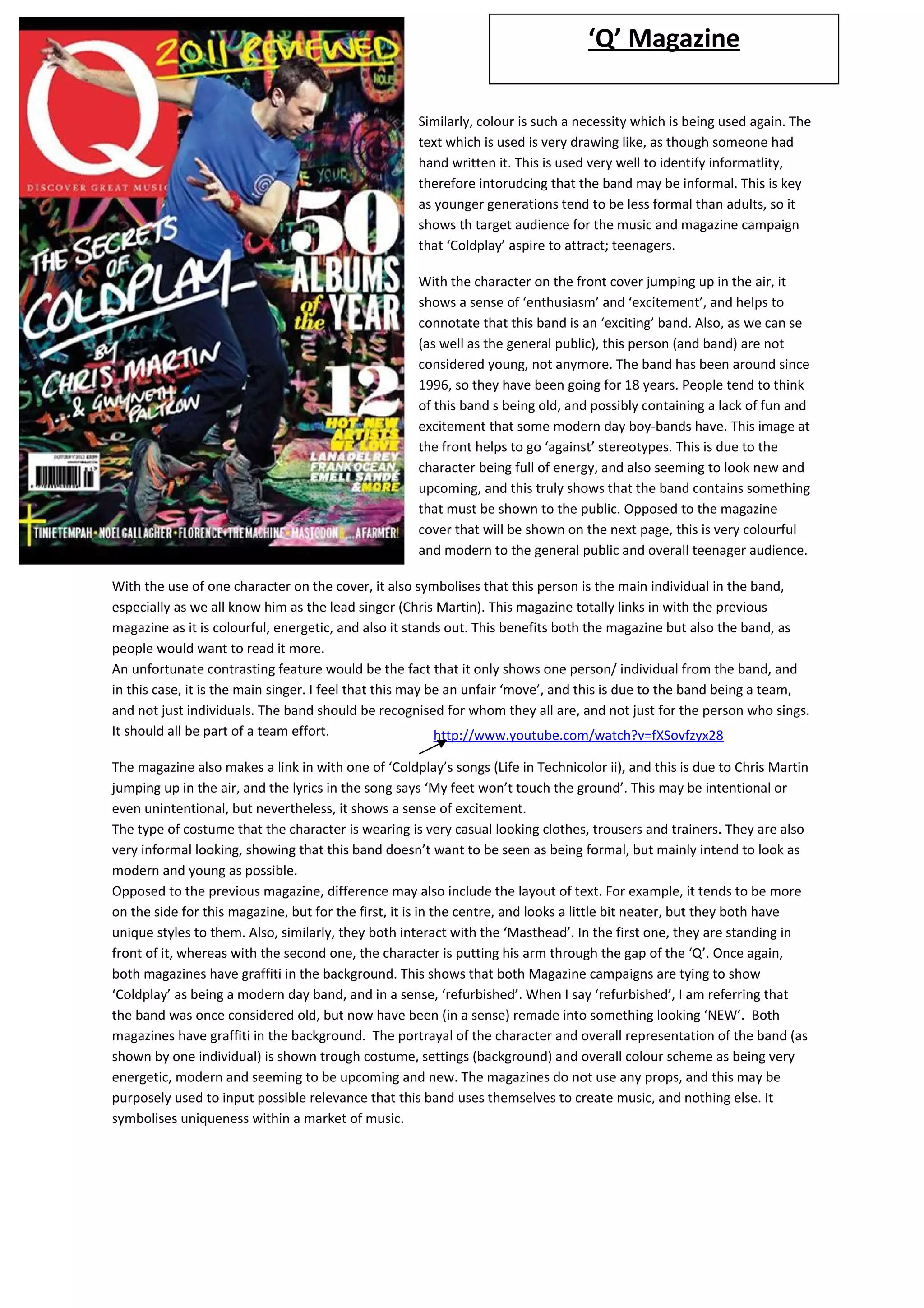 Coldplay Magazine Portrayal Analysis | PDF