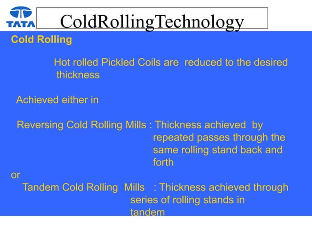 Cold Rolling fundamentals.PPT | Chemistry | Science