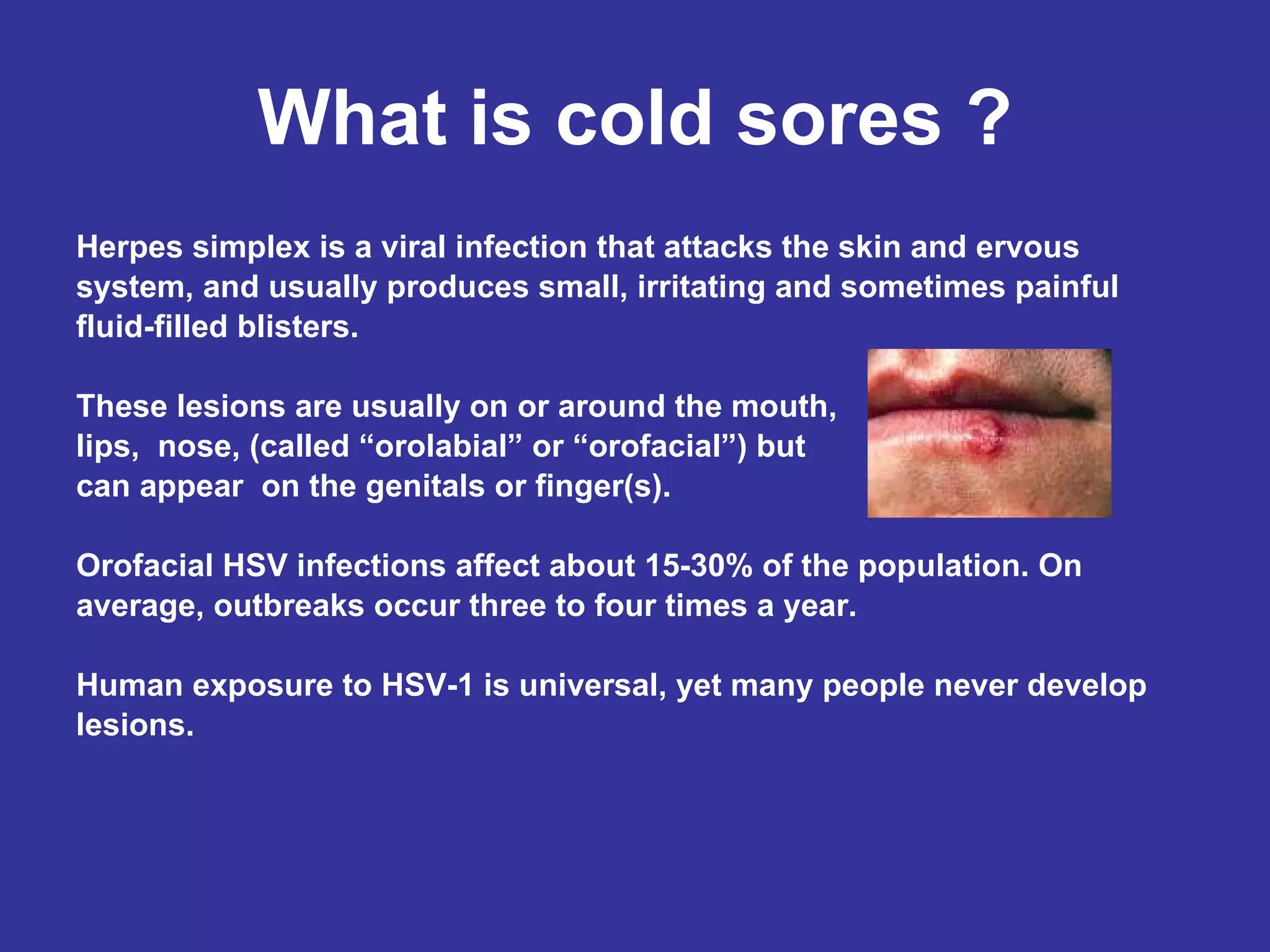 Cold Sores | PPT | Skin and Dermatology | Diseases and Conditions