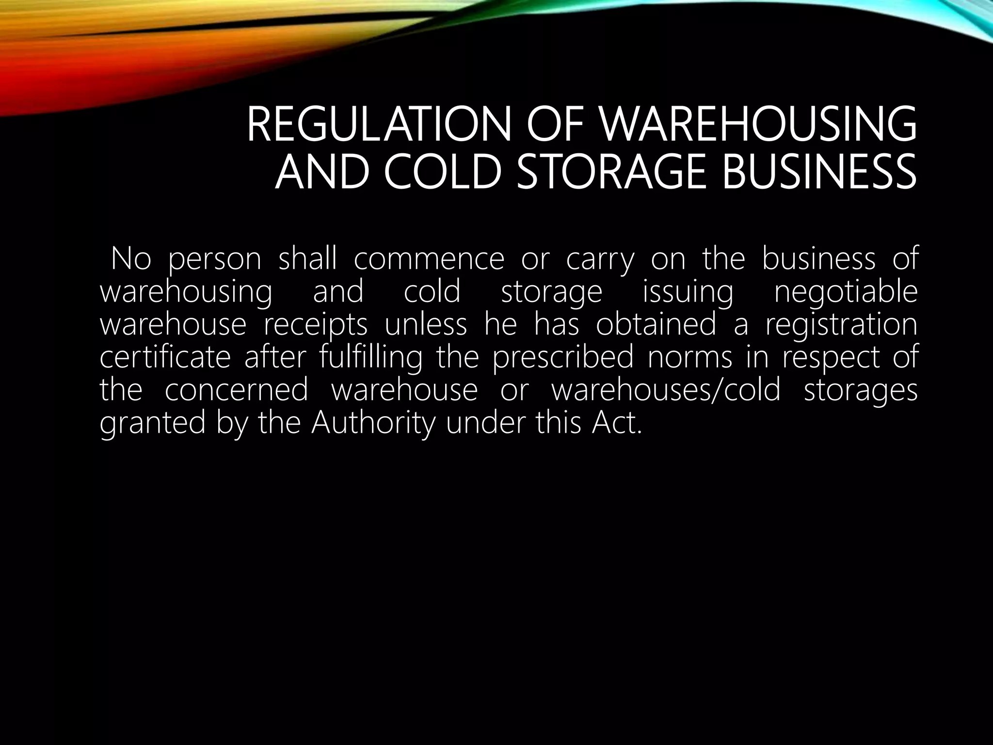COLD STORAGE REGULATION. | PPT