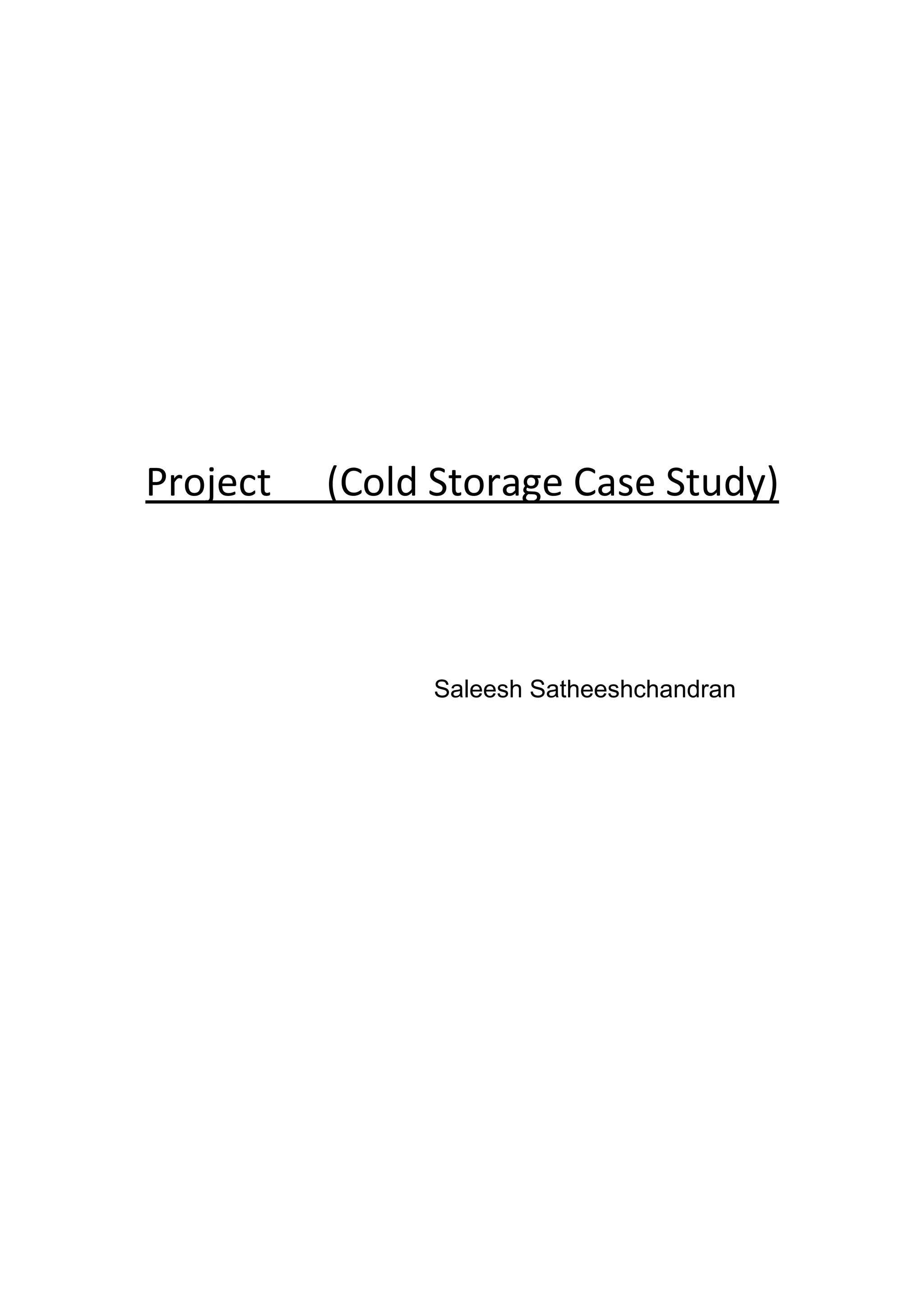 Cold storage case study | PDF