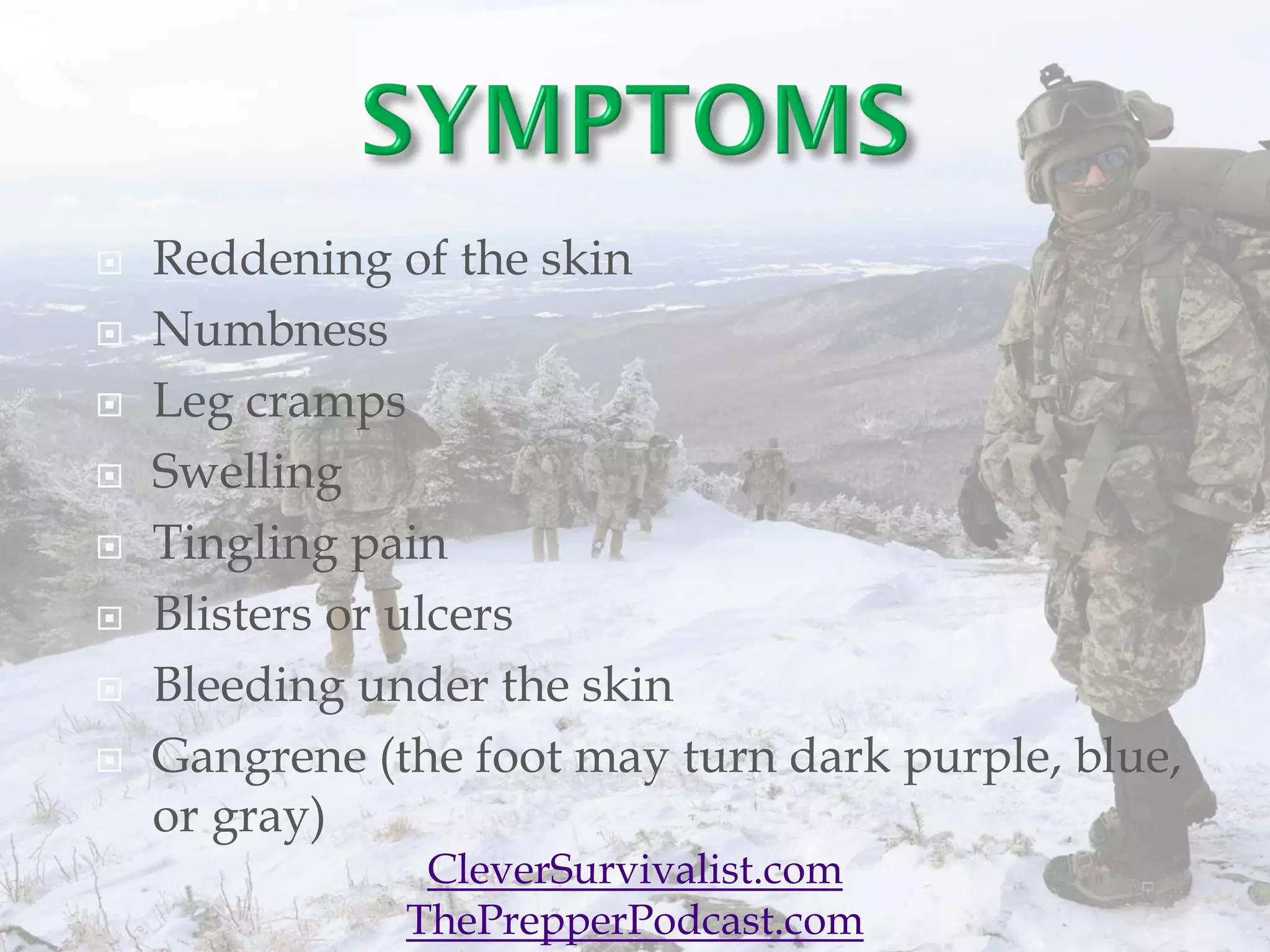 Cold Weather Injuries, Hypothermia, Frostbite, Frostnip, Trenchfoot ...