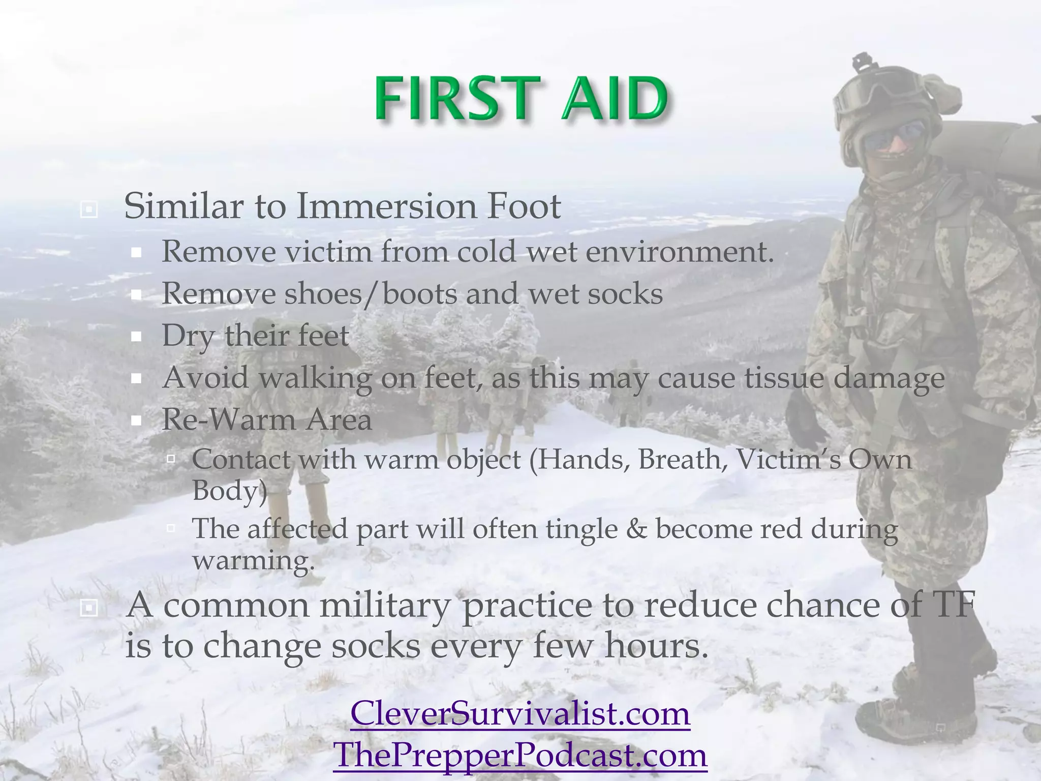 Cold Weather Injuries, Hypothermia, Frostbite, Frostnip, Trenchfoot ...