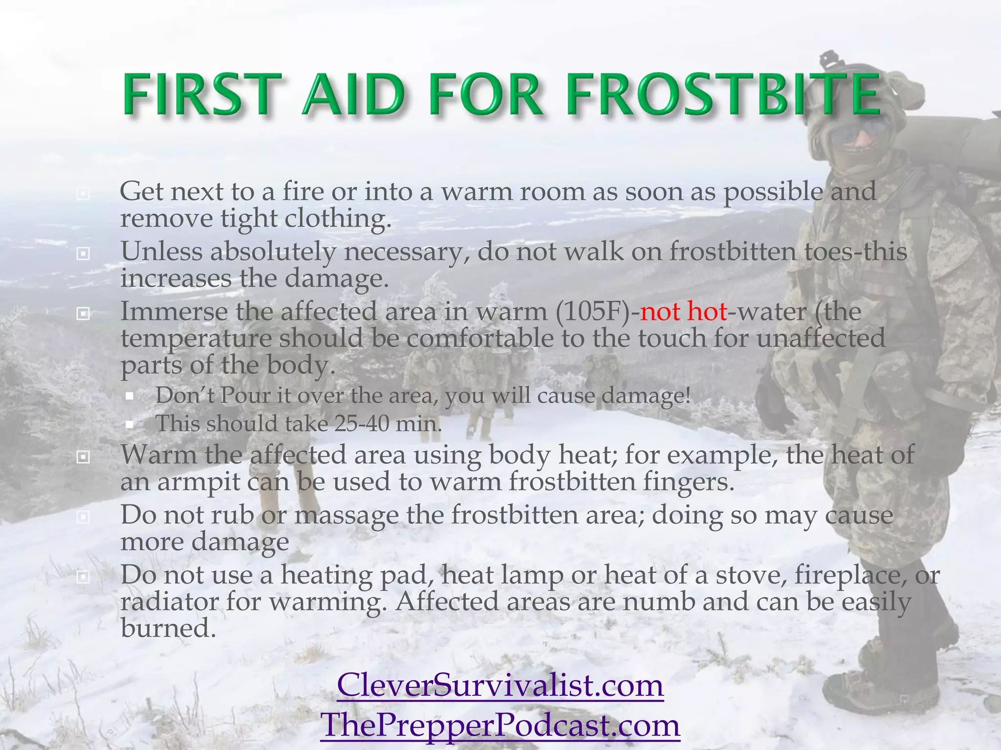 Cold Weather Injuries, Hypothermia, Frostbite, Frostnip, Trenchfoot ...