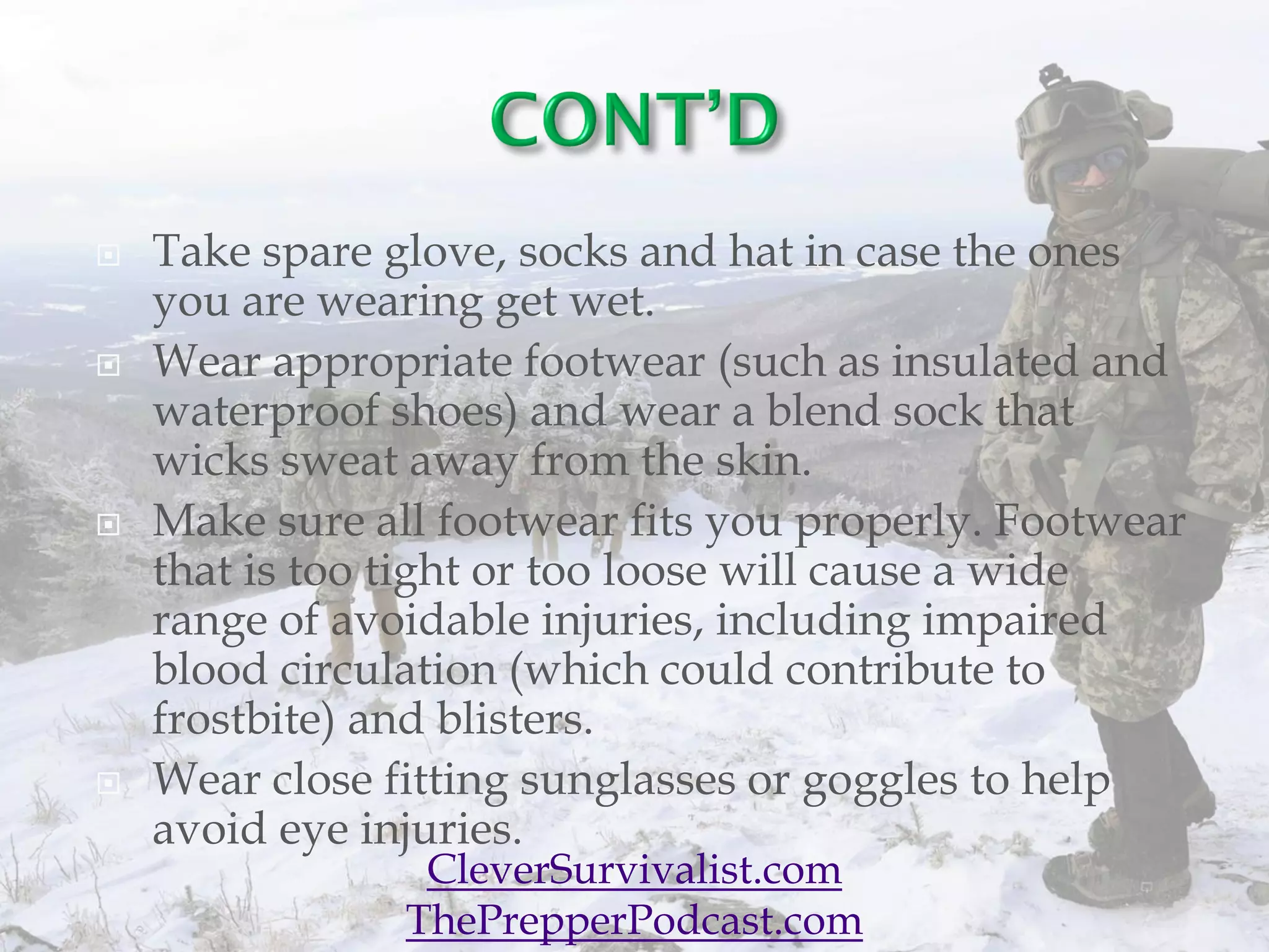 Cold Weather Injuries, Hypothermia, Frostbite, Frostnip, Trenchfoot ...