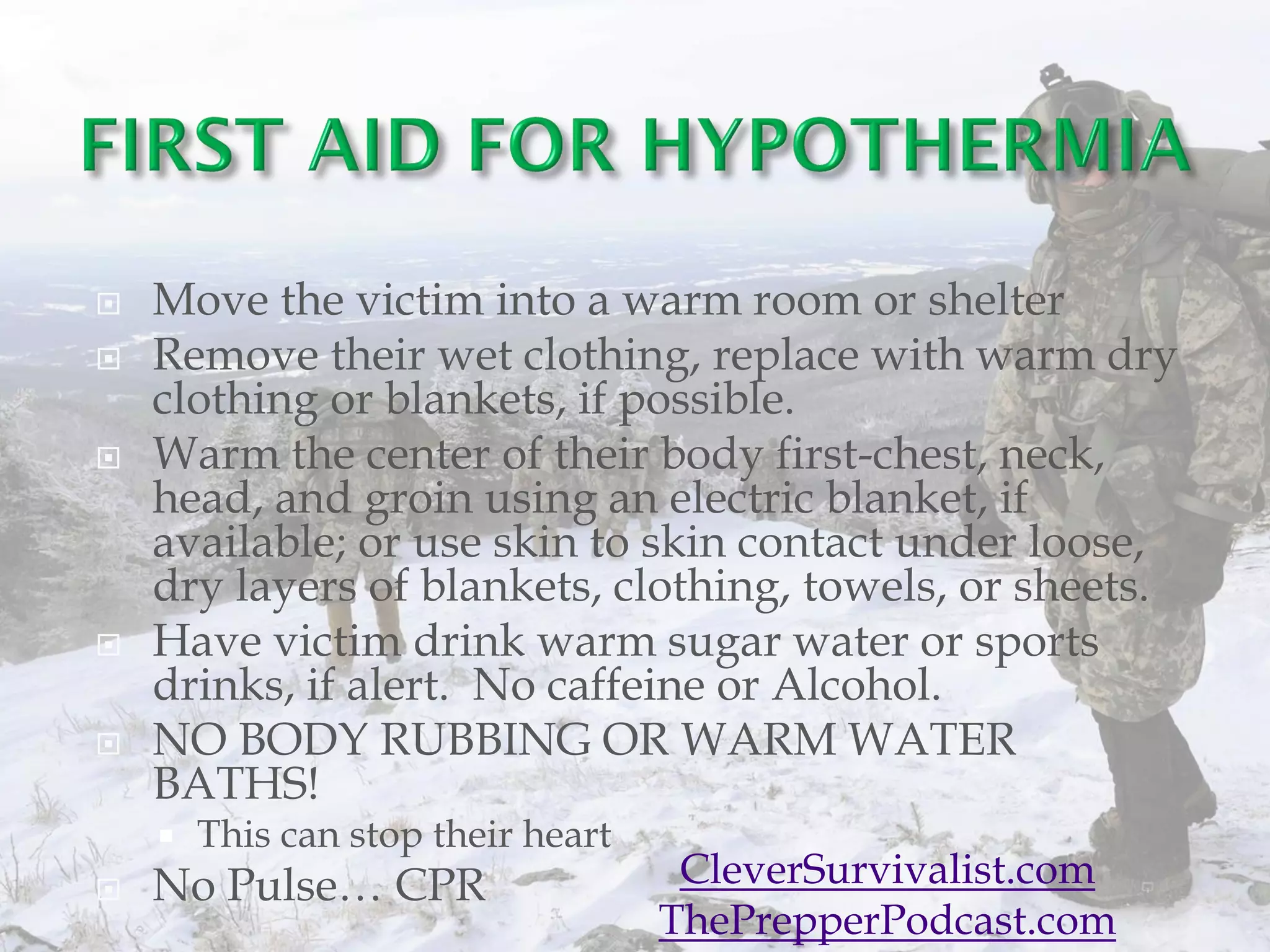 Cold Weather Injuries, Hypothermia, Frostbite, Frostnip, Trenchfoot ...