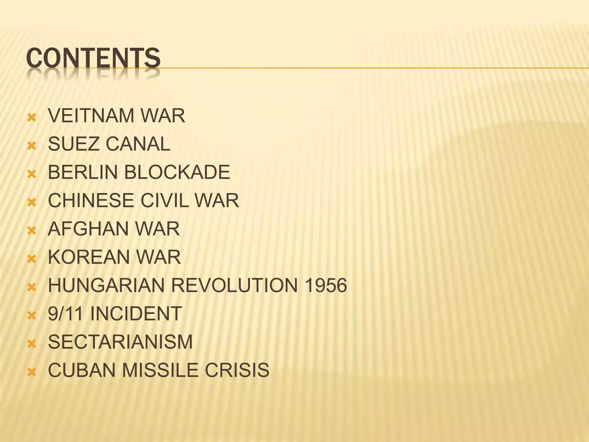 Major wars and conflicts in the world | PPTX