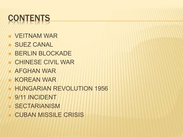 Major wars and conflicts in the world | PPTX