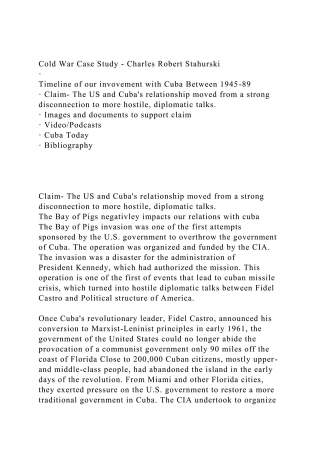 Cold War Case Study - Charles Robert Stahurski · Timeline of o.docx