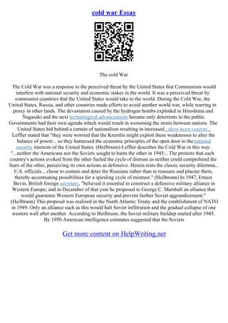 Cold War Essays | PDF | Political Issues & policy | Politics