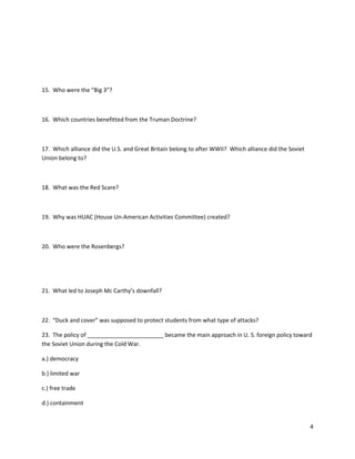 Cold war open note test | DOCX