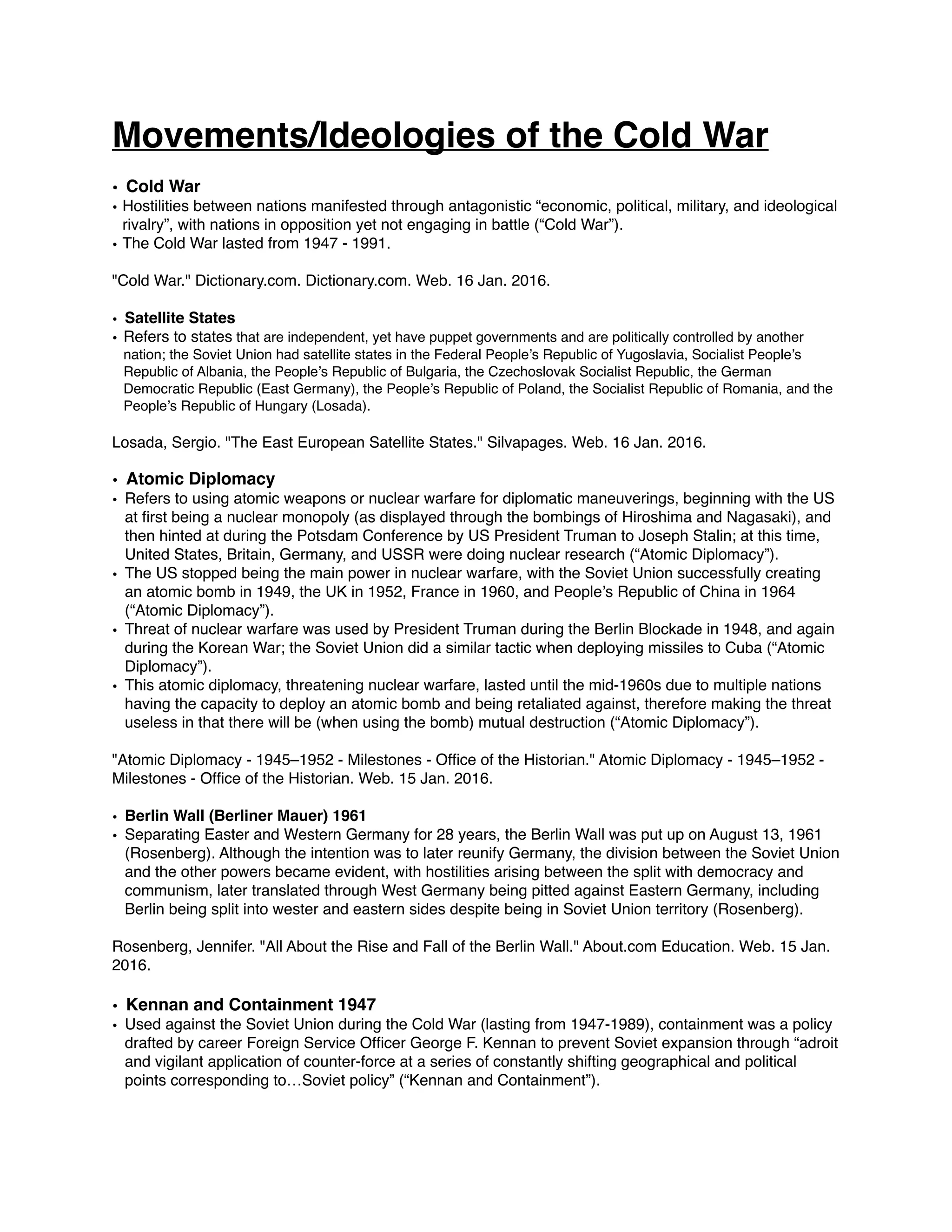 Cold War Outline | PDF