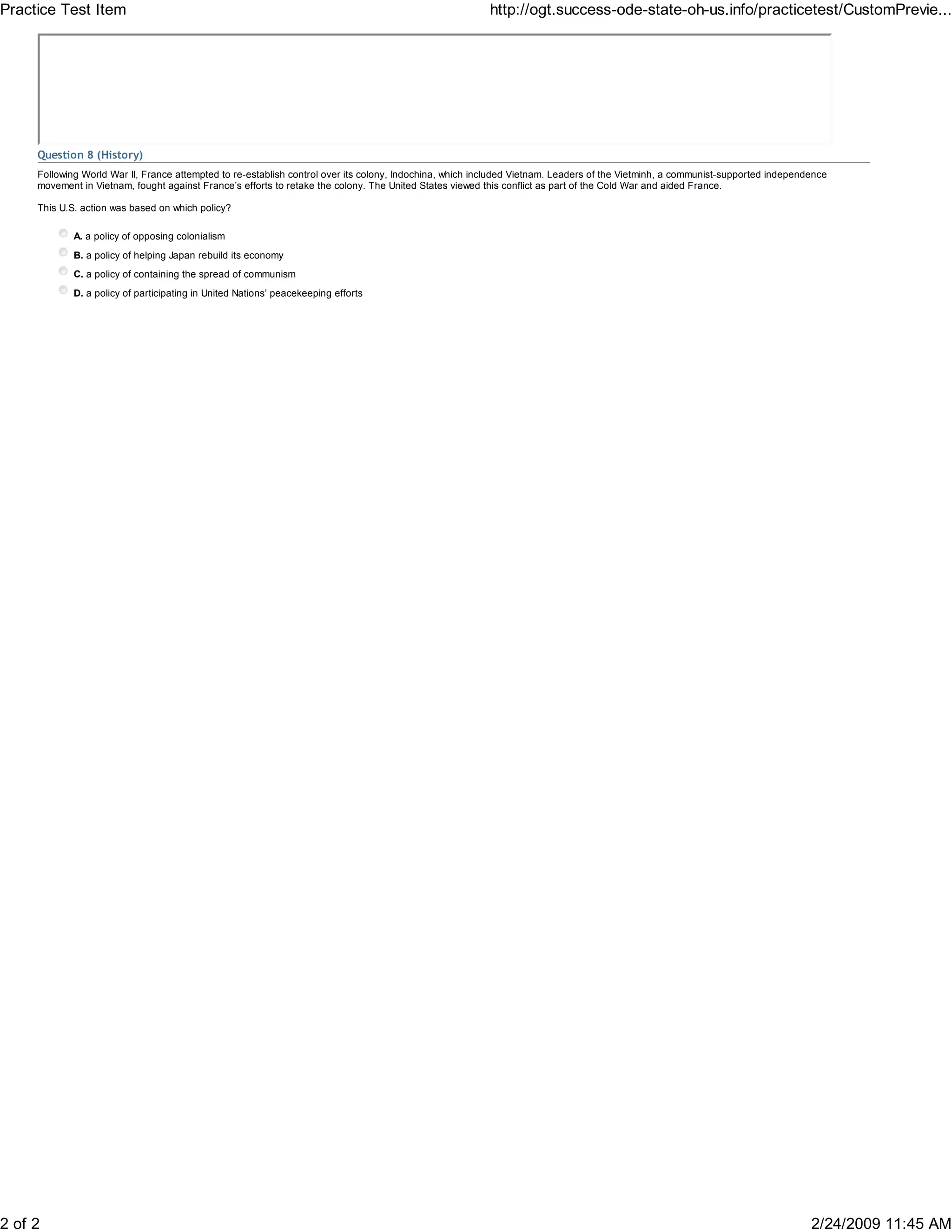 Cold War OGT Questions | PDF