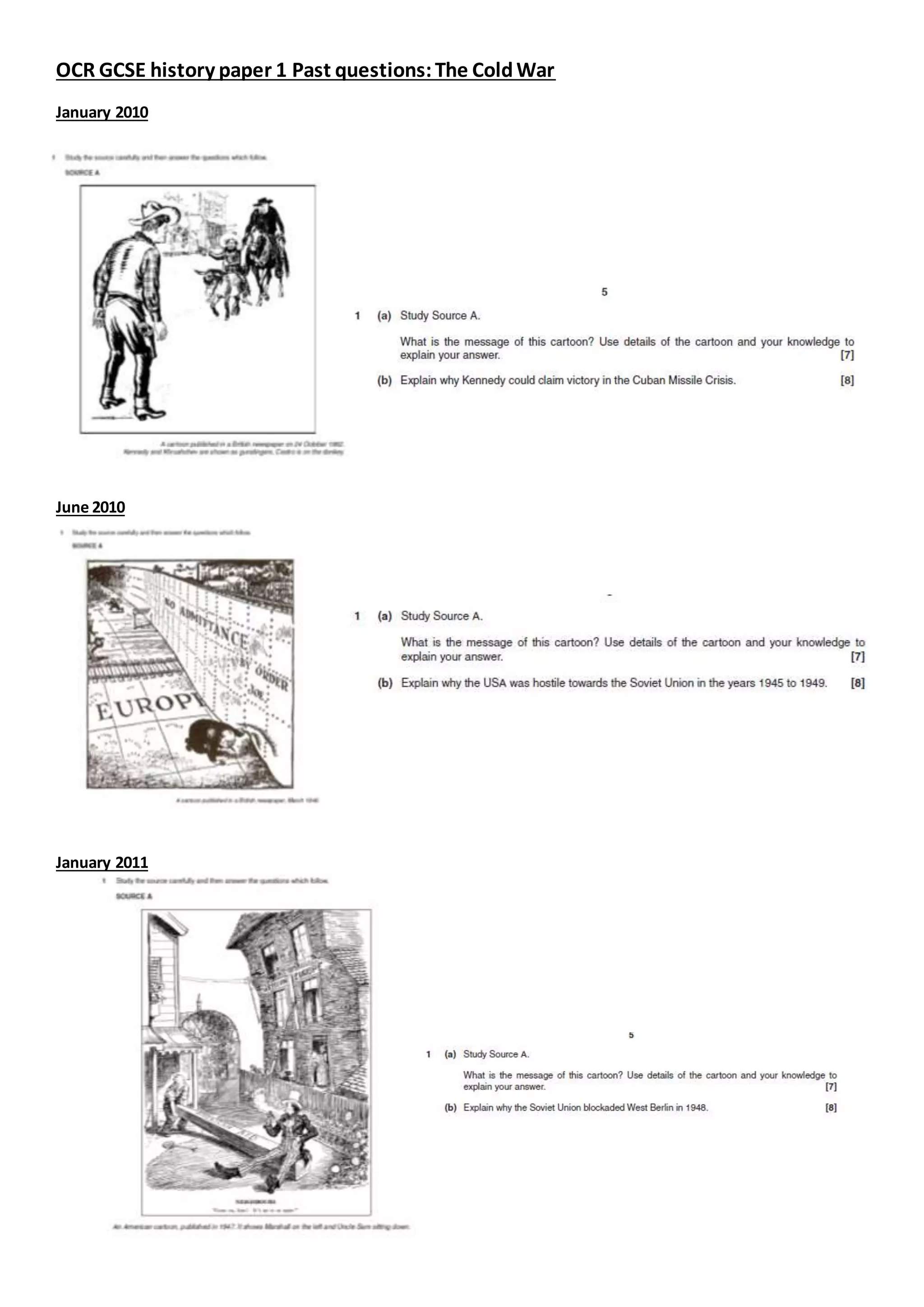 Cold war questions workbook | PDF