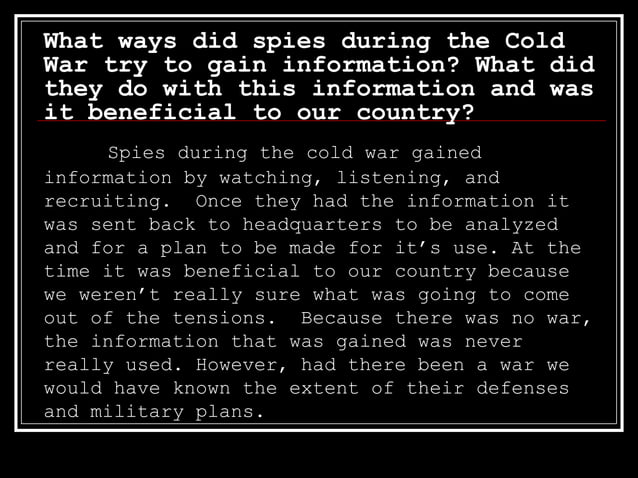 Cold war spies | PPT | War and Conflicts