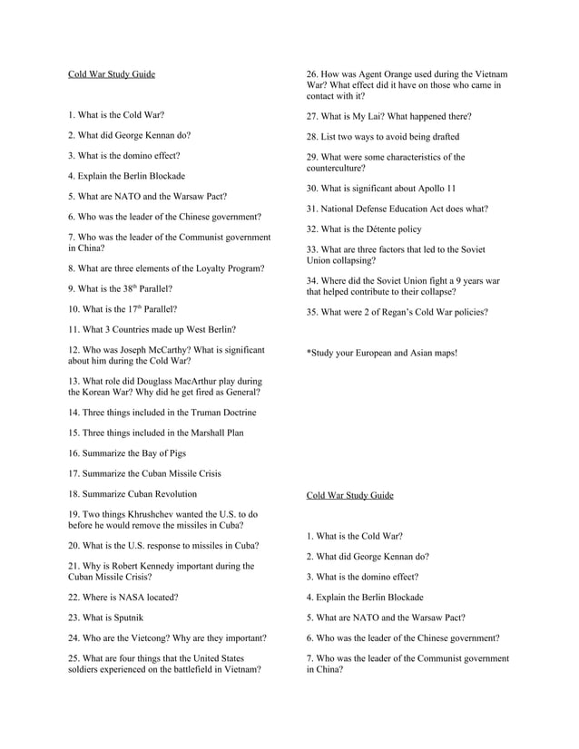 Cold war study guide | PDF