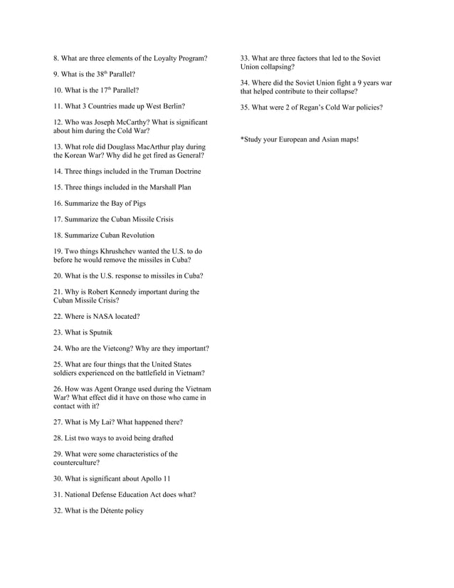 Cold war study guide | PDF