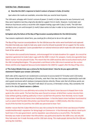 Cold war model answers (Cuba) | DOCX