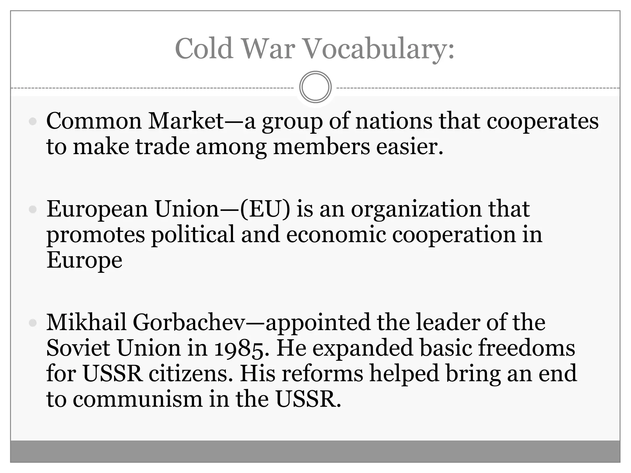 Cold war vocabulary | PPT