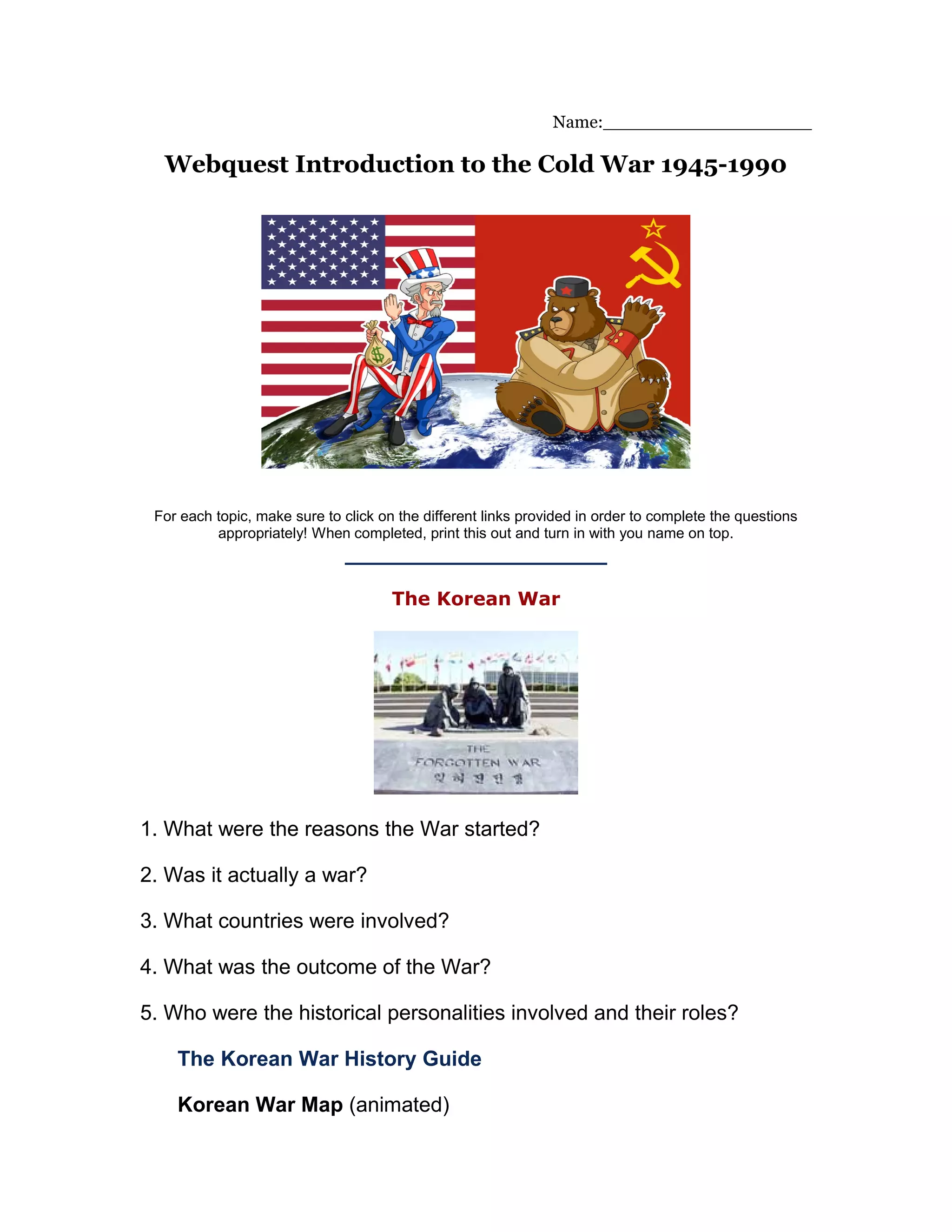 Cold war webquest | DOC | Defense Industry | Industries