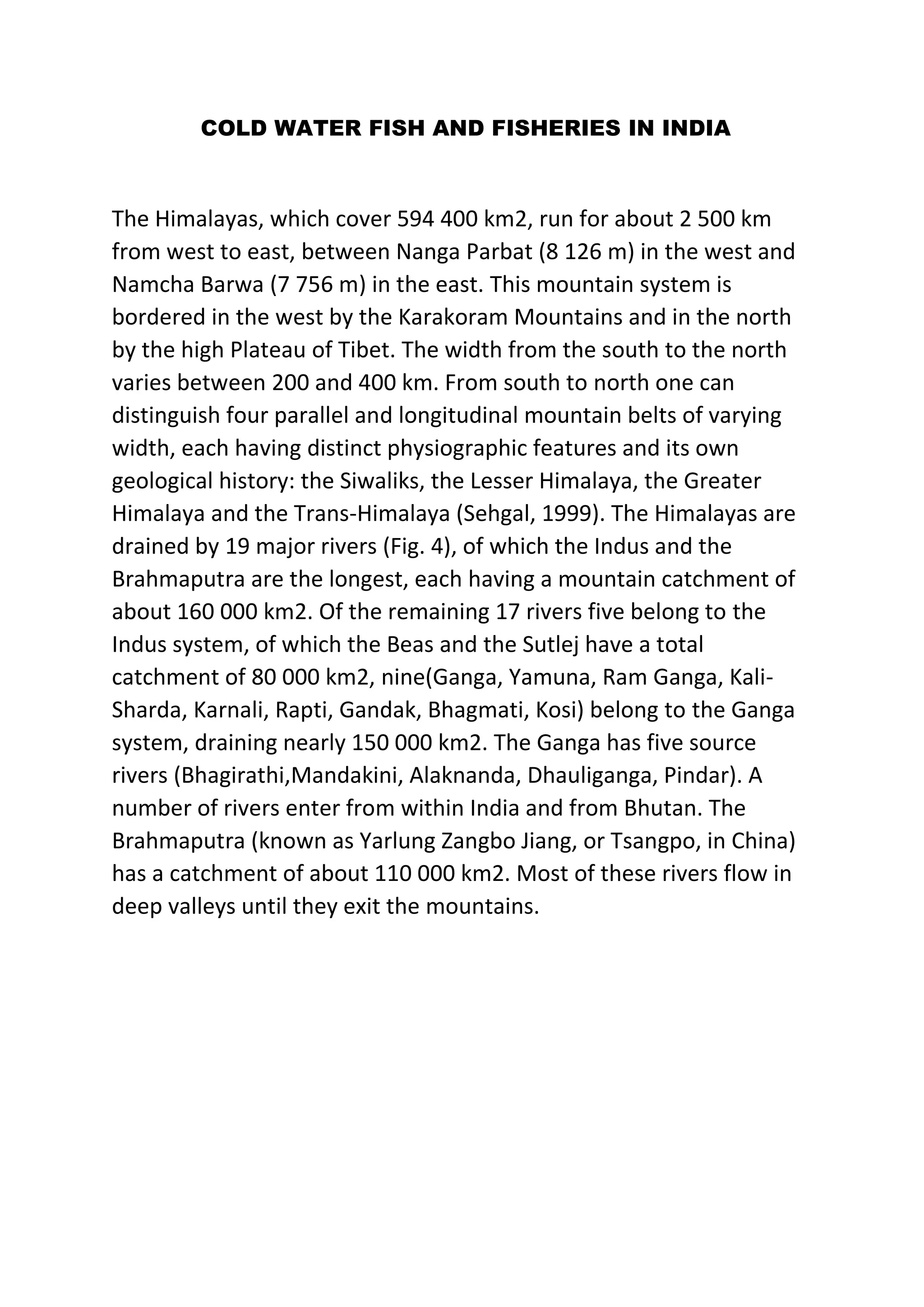 Cold water fish and fisheries in india | PDF