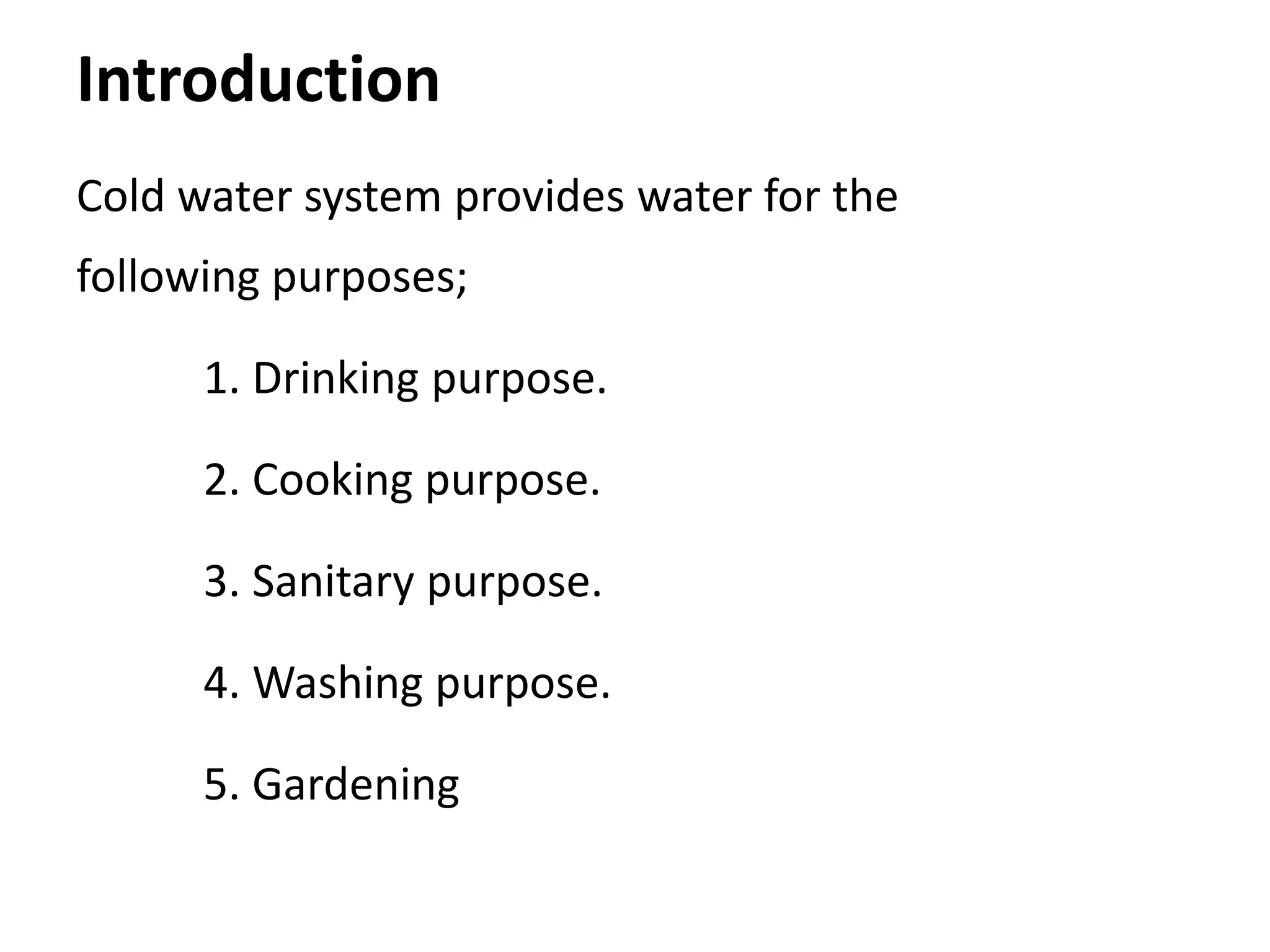 Cold water supply and pipe sizing | PPTX