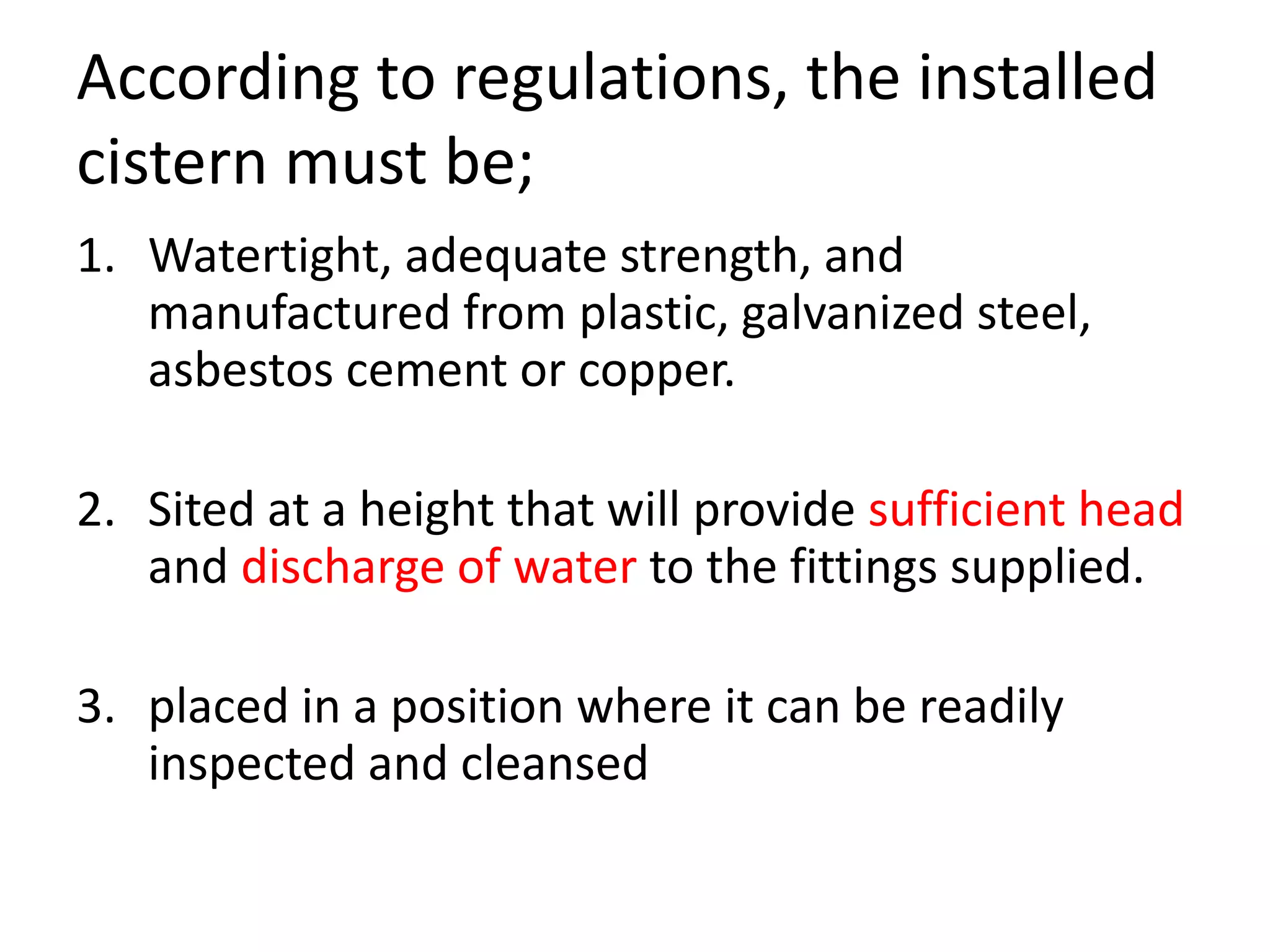 Cold water supply and pipe sizing | PPTX