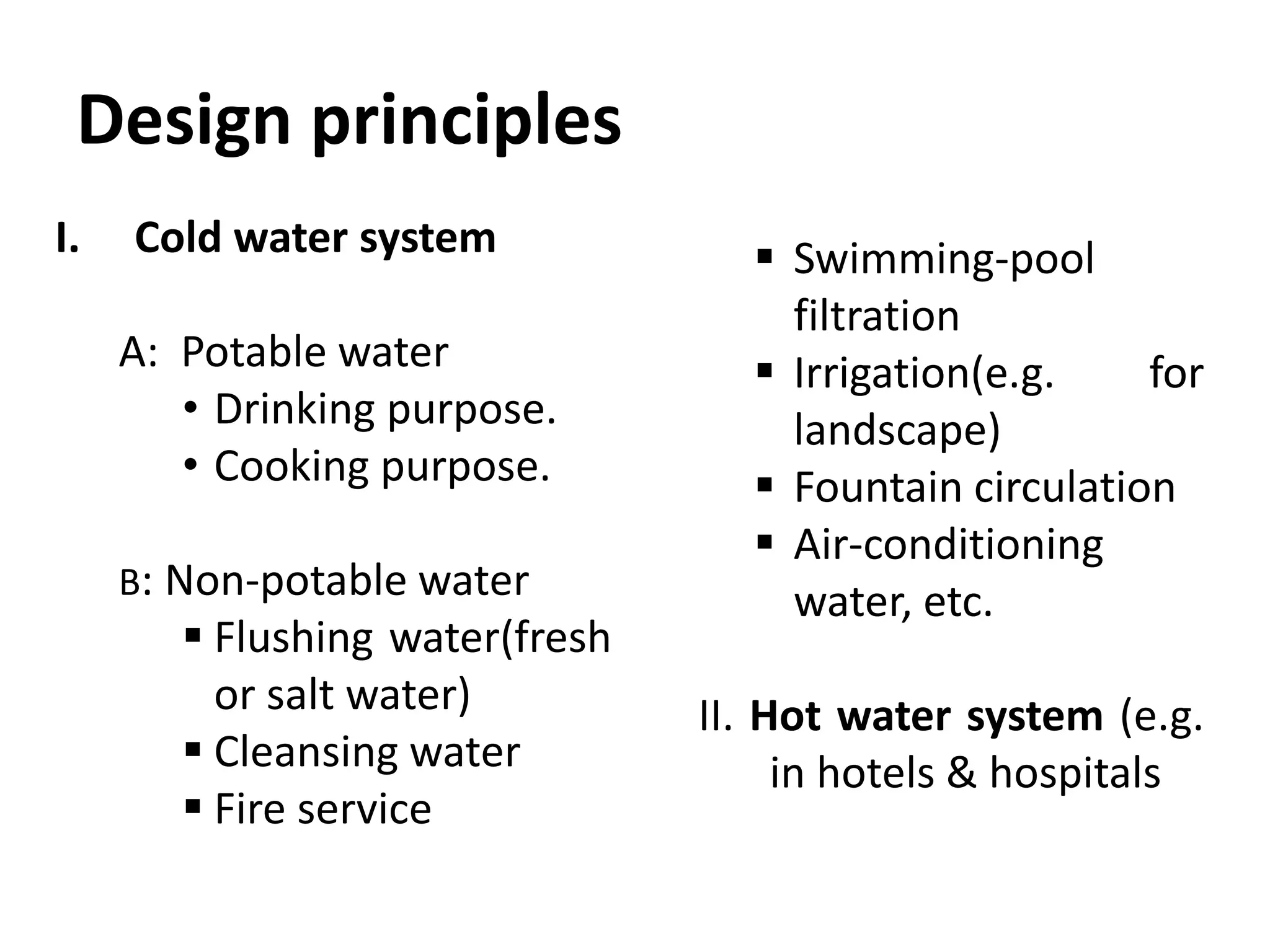 Cold water supply and pipe sizing | PPTX