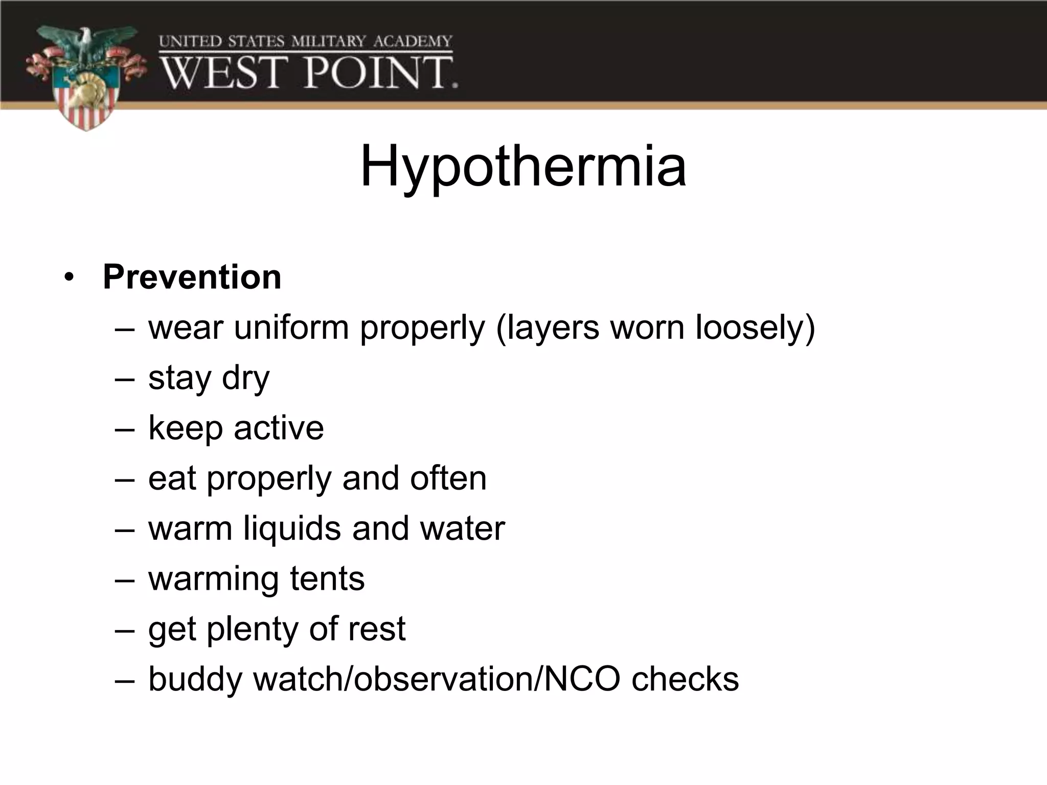 Cold weather injury training, U.S. Army Garrison West Point | PPTX