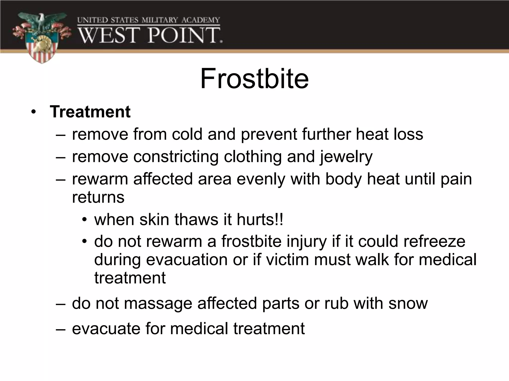 Cold weather injury training, U.S. Army Garrison West Point | PPTX