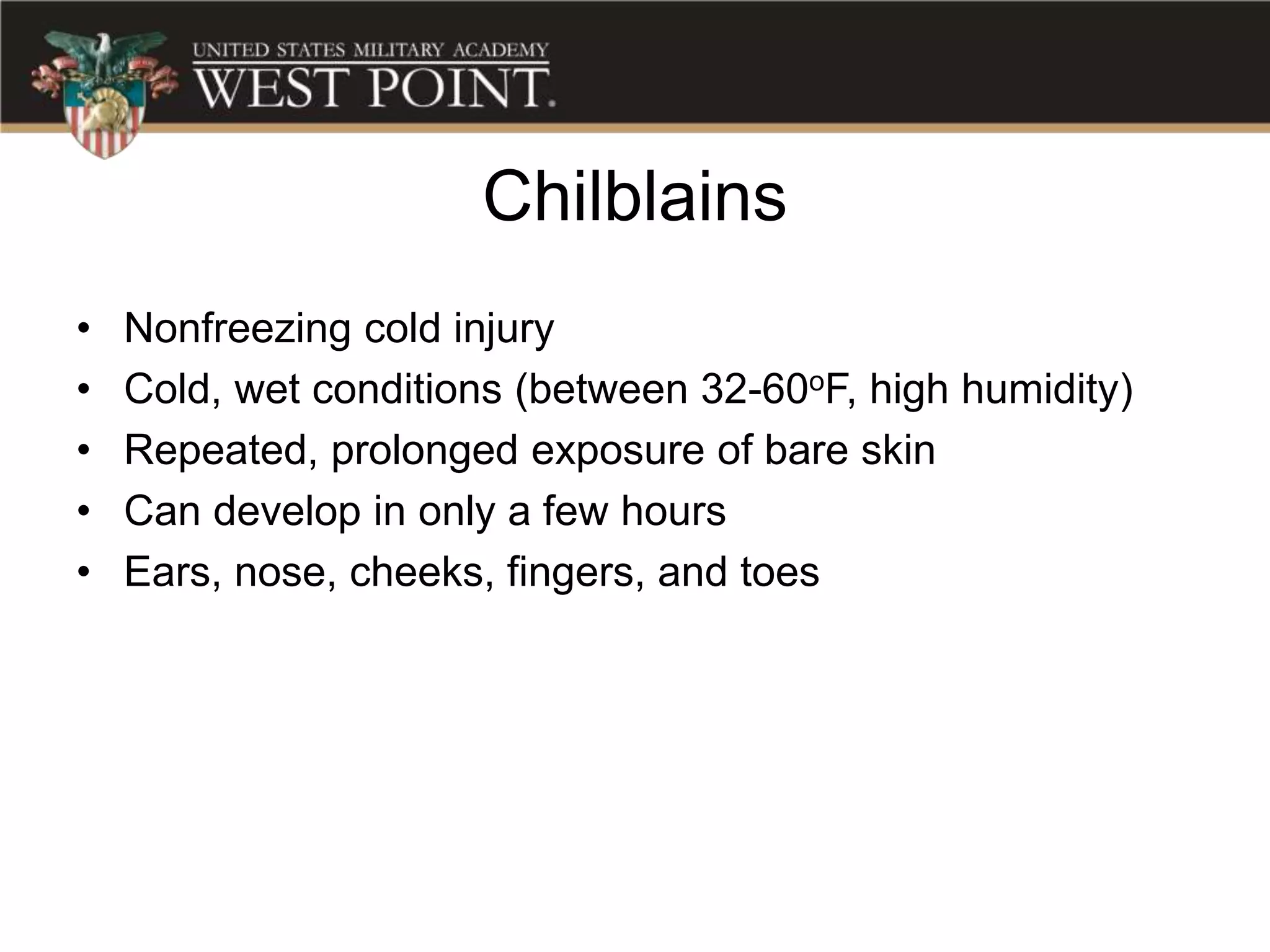 Cold weather injury training, U.S. Army Garrison West Point | PPTX