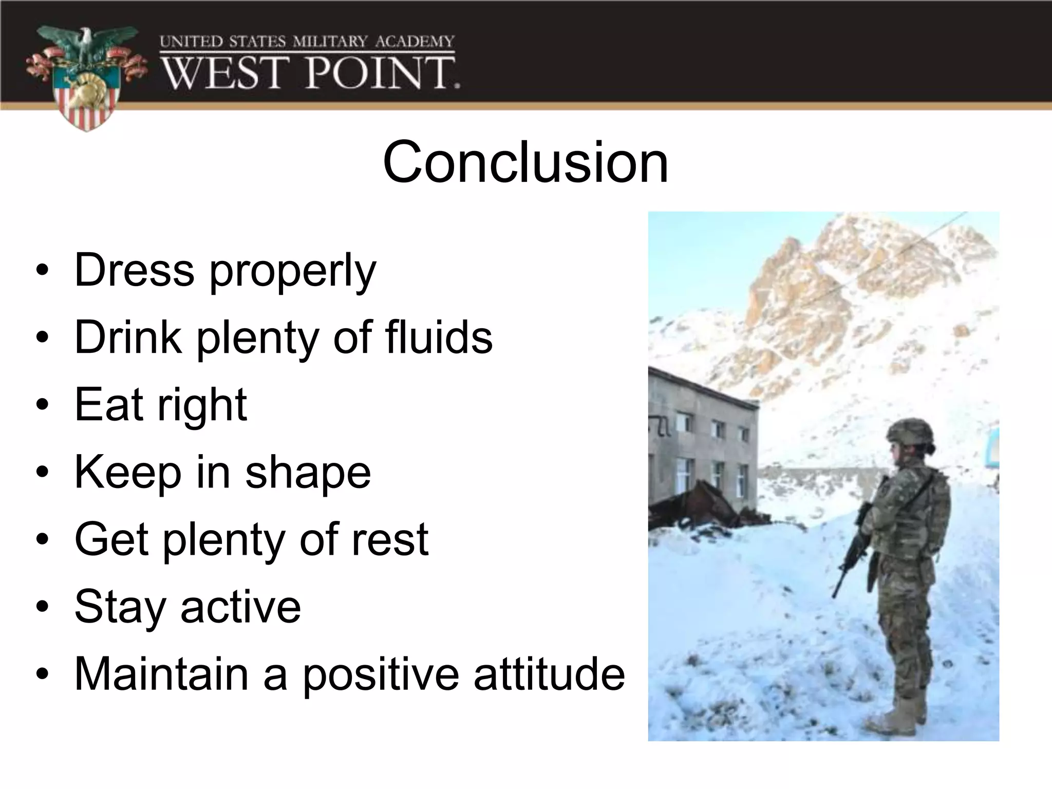 Cold weather injury training, U.S. Army Garrison West Point | PPTX