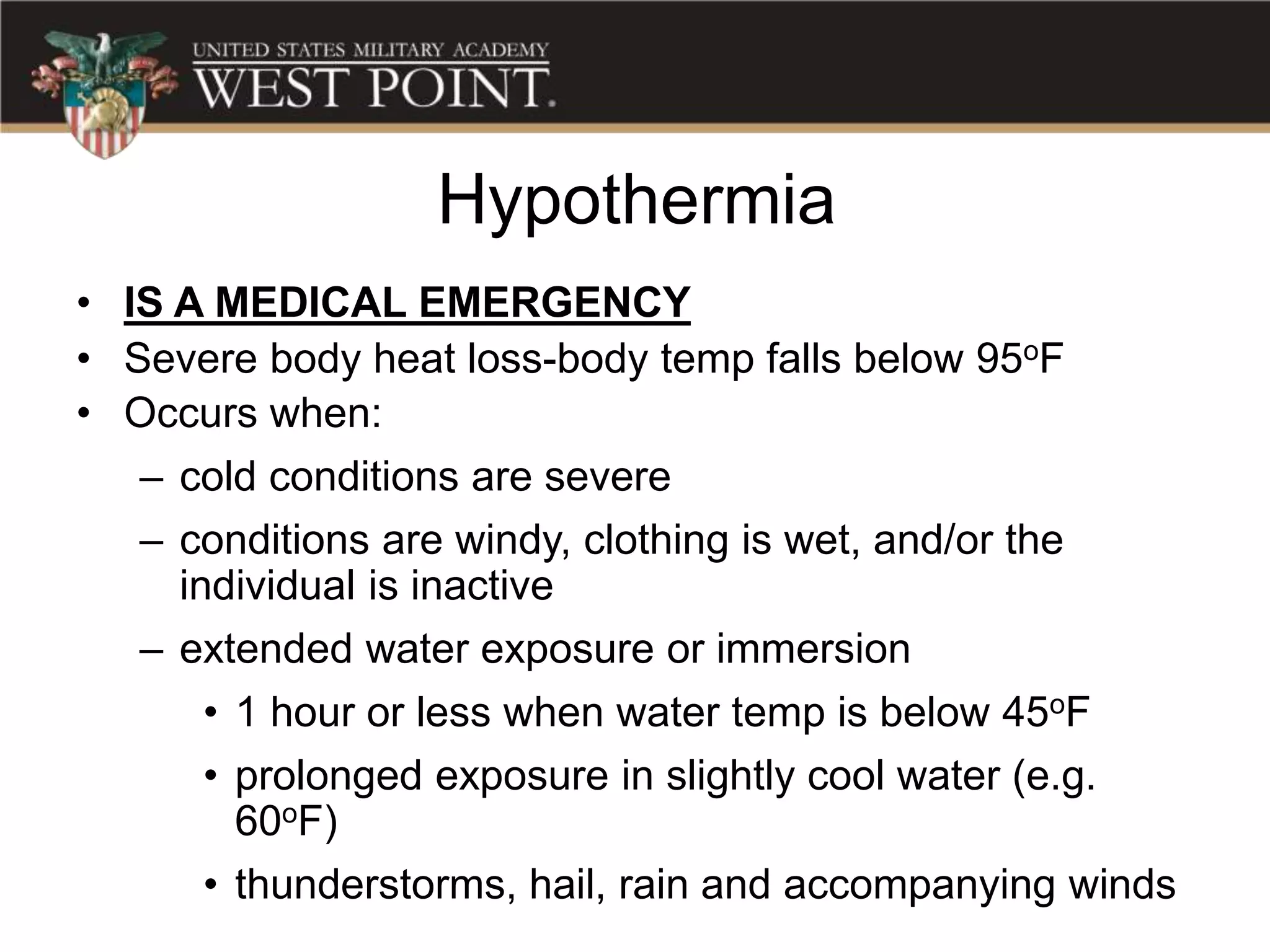 Cold weather injury training, U.S. Army Garrison West Point | PPTX