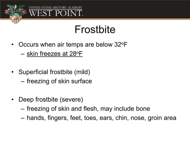Cold weather injury training, U.S. Army Garrison West Point | PPTX