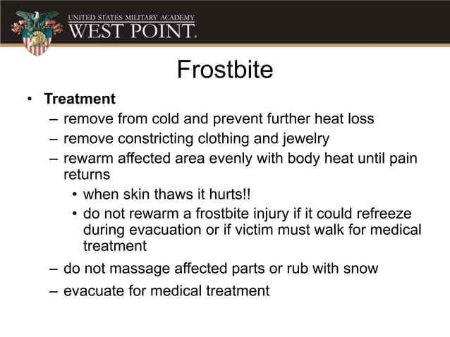 Cold weather injury training, U.S. Army Garrison West Point | PPTX